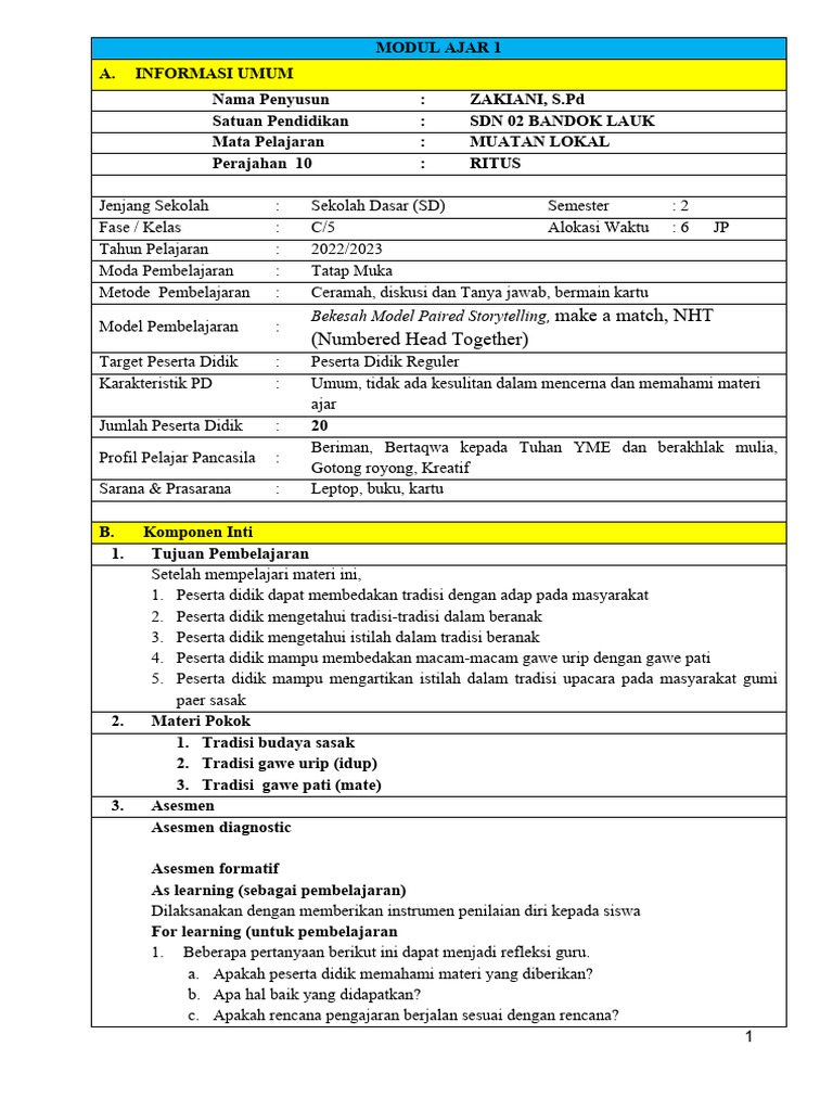 Modul Ajar 10 Ritus | PDF