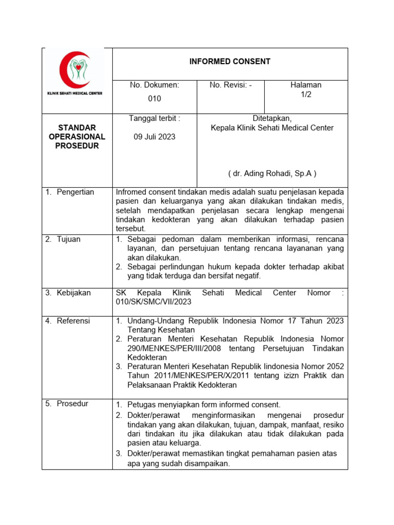 Sop Informed Consent | PDF