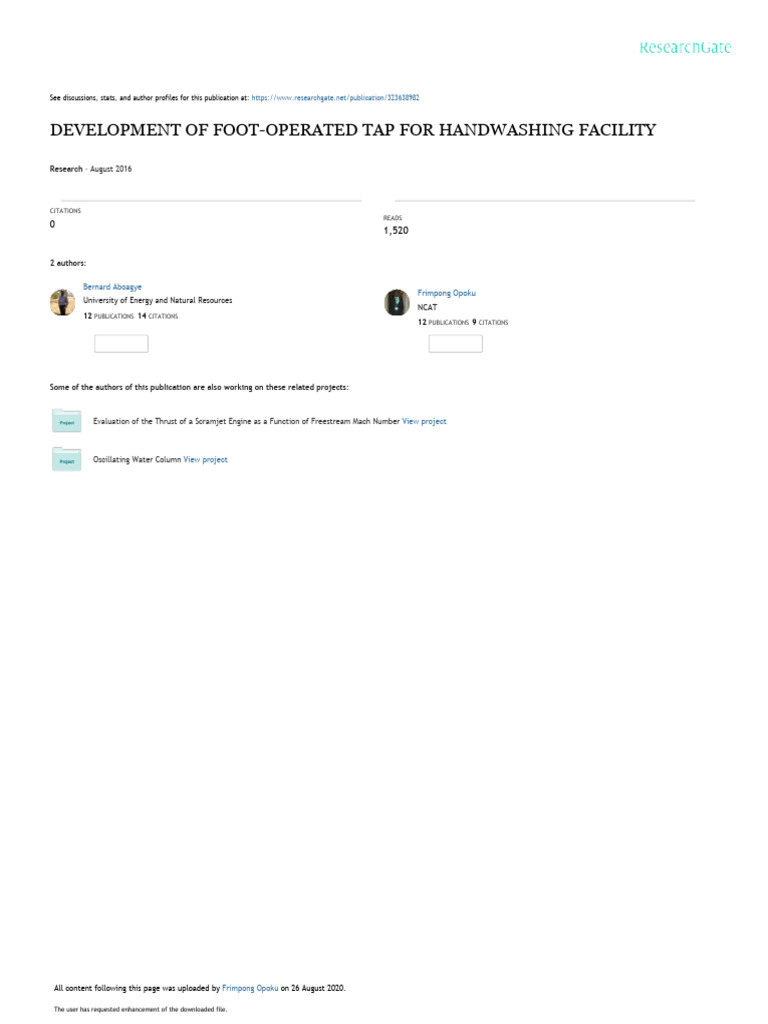 Foot Operated Hand Wash | PDF | Hand Washing | Wash