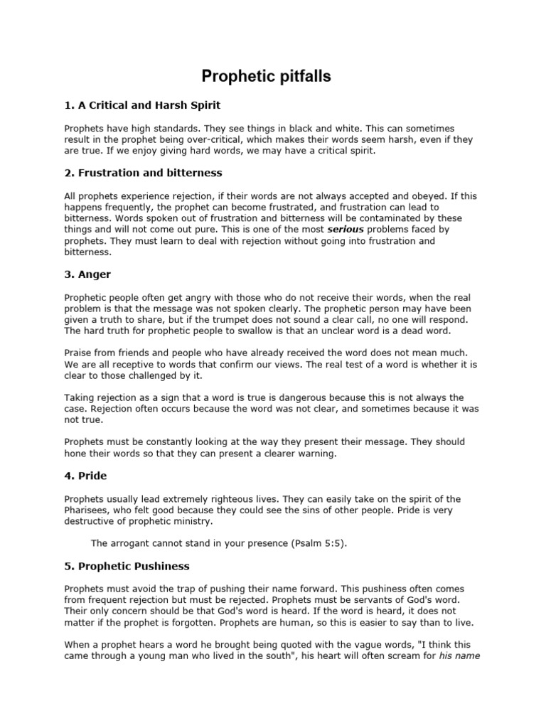 Prophetic Pitfalls | PDF | Prophet | Prophecy
