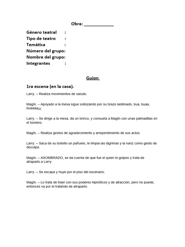 Guion Corto De Mimodrama Para Dos Pdf