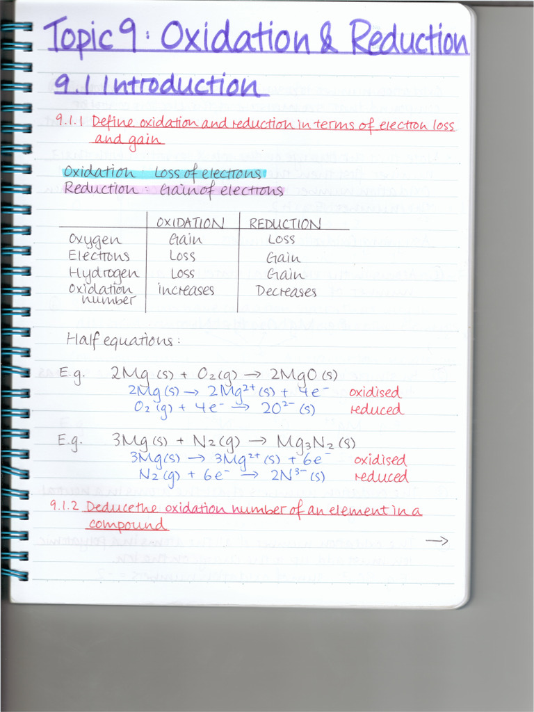 Topic 09+19 Oxidation and Reduction | PDF