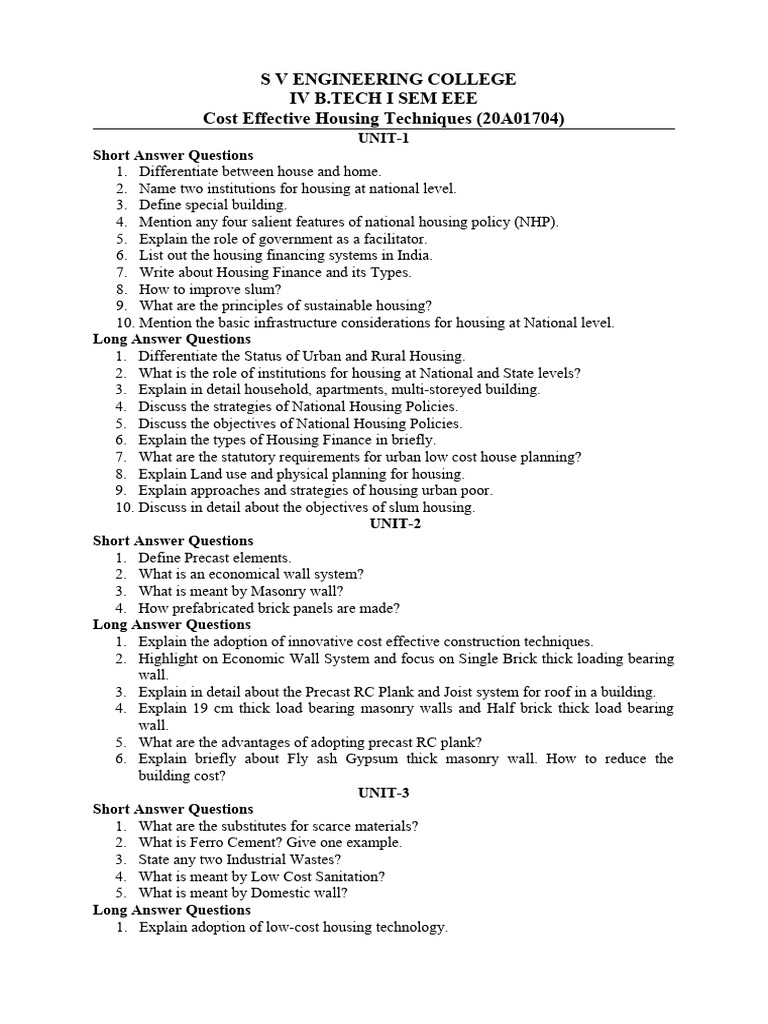 CEHT Question Bank | PDF | Wall | Earthquakes