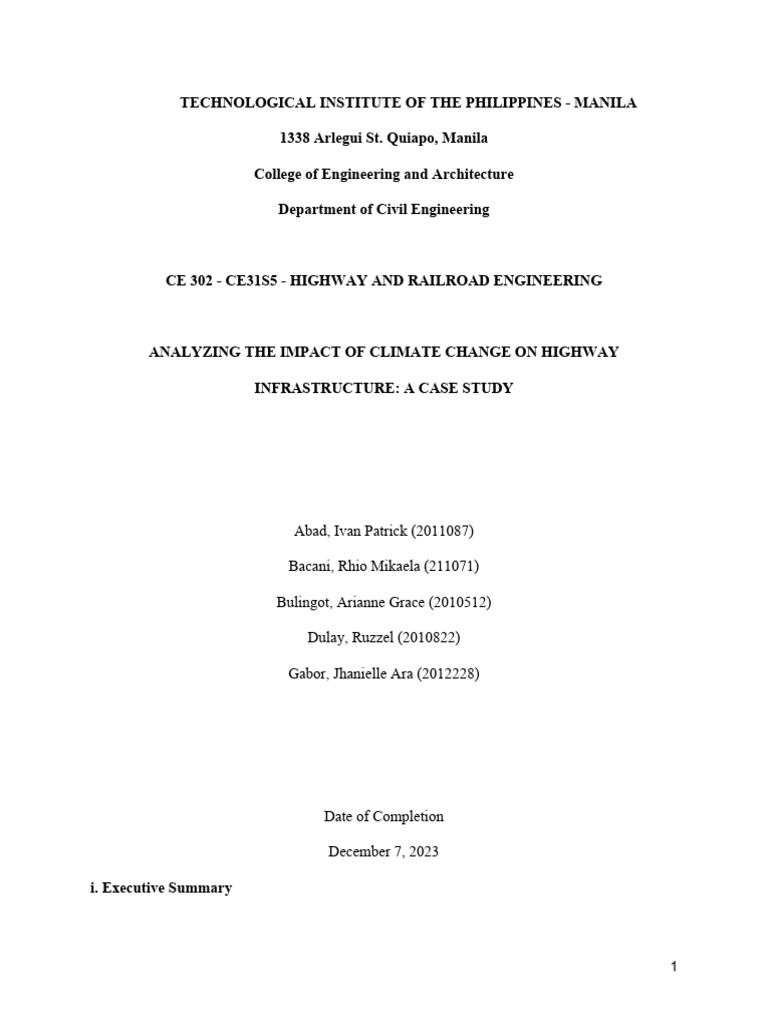 A Case Study in Analyzing The Impact of Climate Change On Highway Infrastructure | PDF | Climate ...