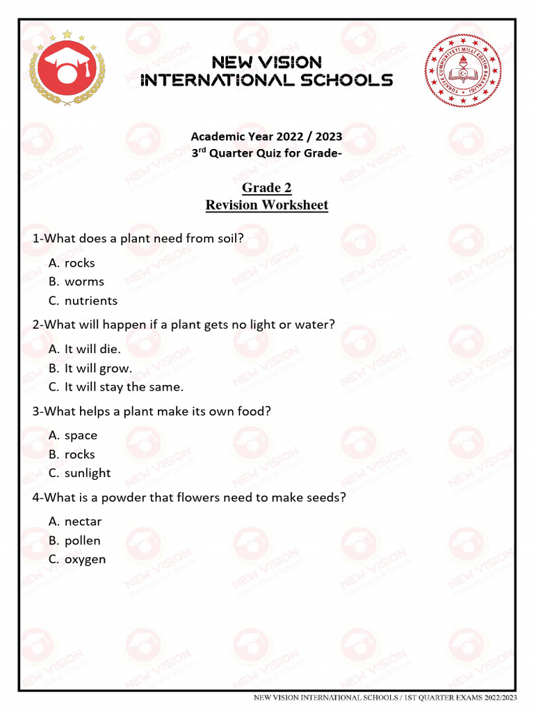 Grade 2 Plant and Habitat Quiz | PDF | Plants | Habitat