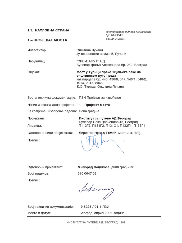 Annex2 Design of The Bridge Lučani PZI SRB Rev.1 | PDF