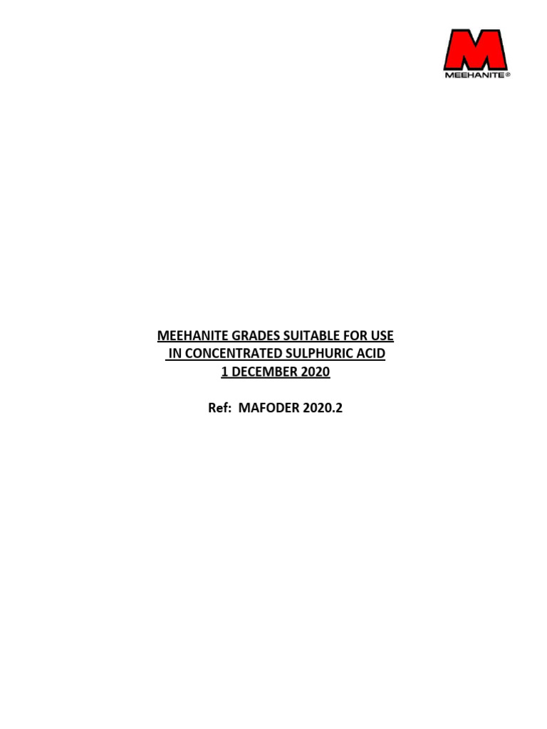 CDC - Meehanite - Tuyauterie Acid Sulfurique | PDF | Sulfuric Acid | Iron