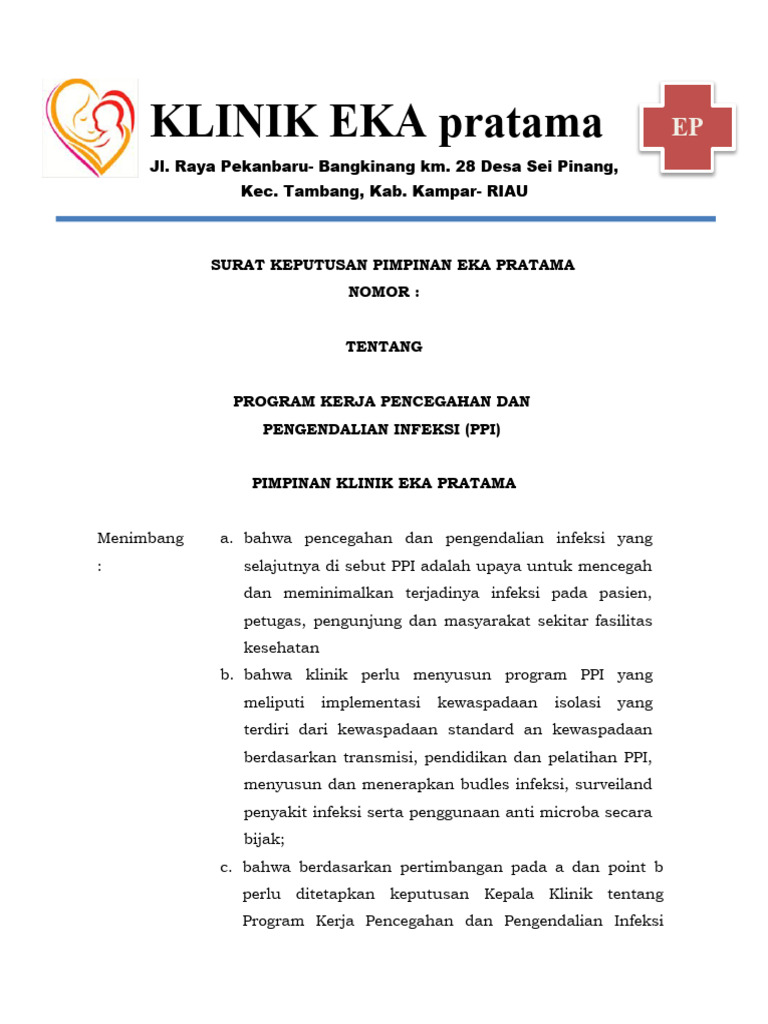 Program PPI Klinik Eka Pratama | PDF