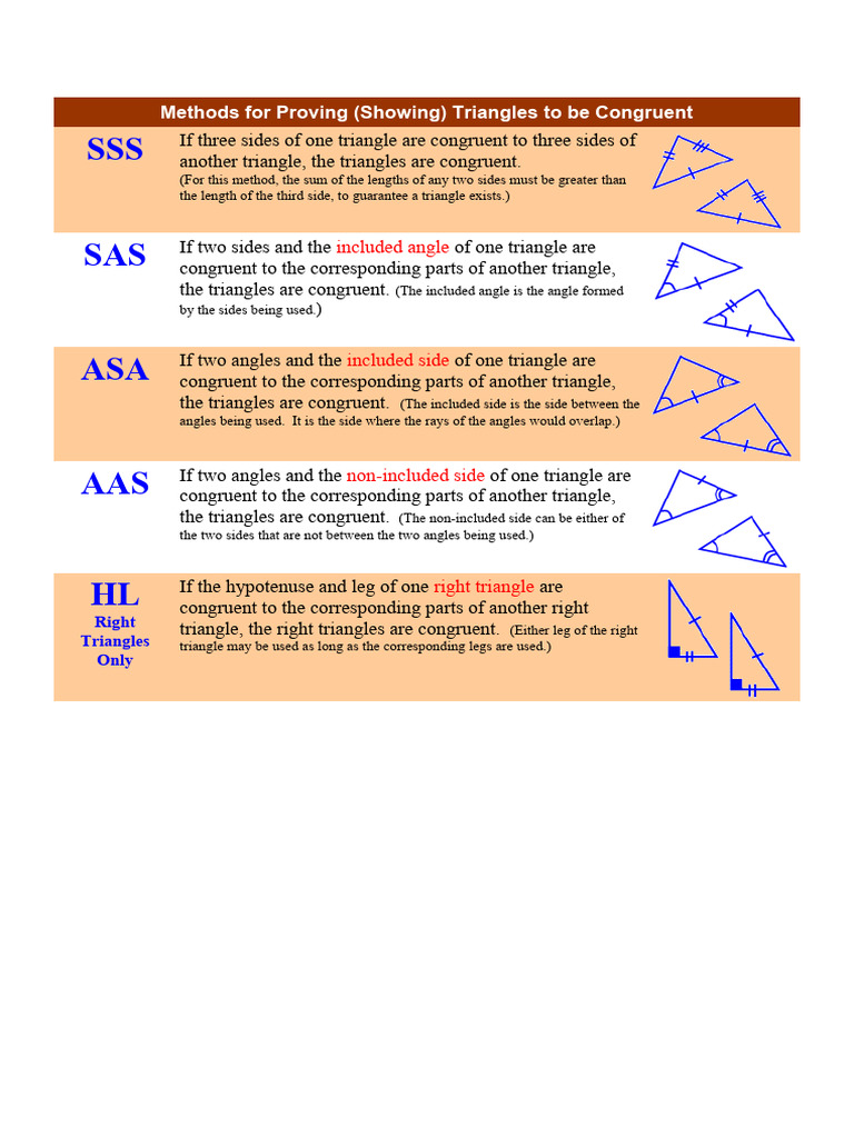 Methods For Proving Congruent Triangles | PDF Methods For Proving Congruent Triangles | PDF