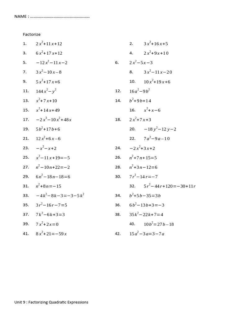 Factorising | PDF | Mathematics | Algebra