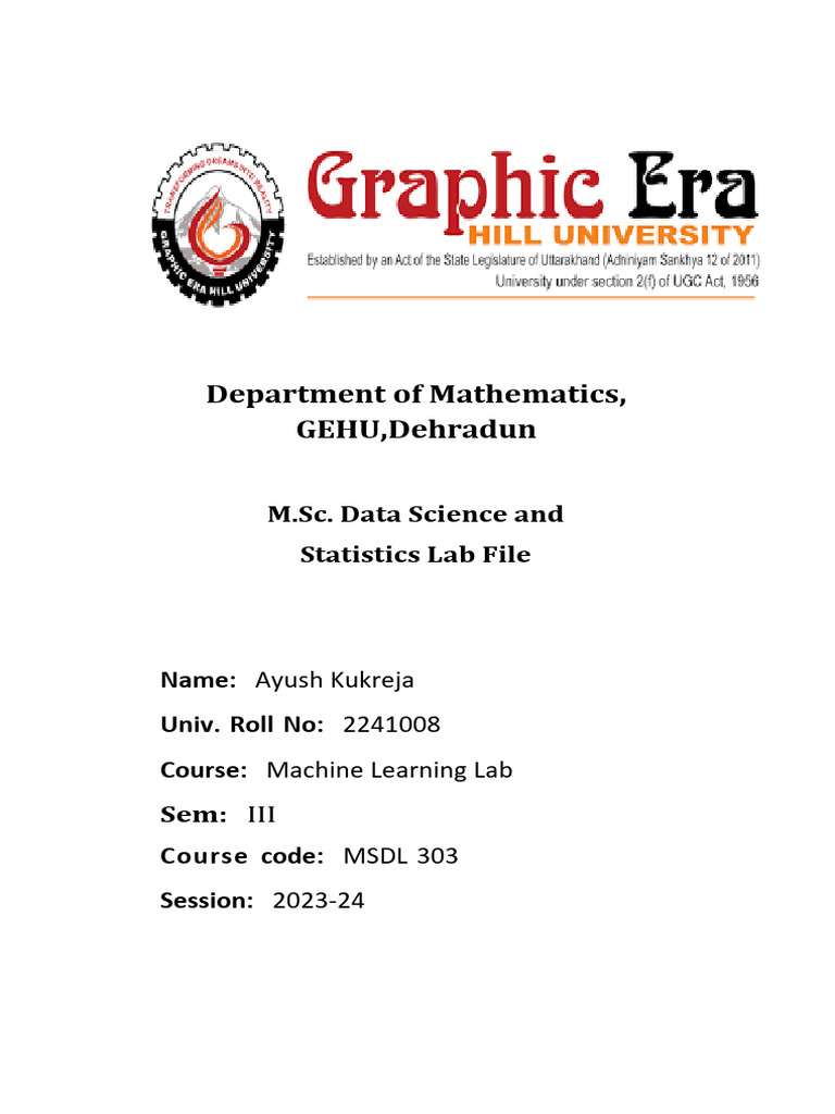 Ayush ML | PDF | Cluster Analysis | Artificial Intelligence