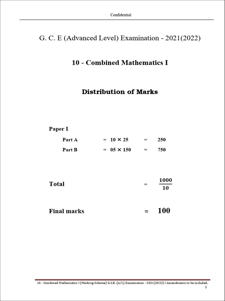 2021 AL Combined Mathematics Marking Scheme English Medium | Download ...