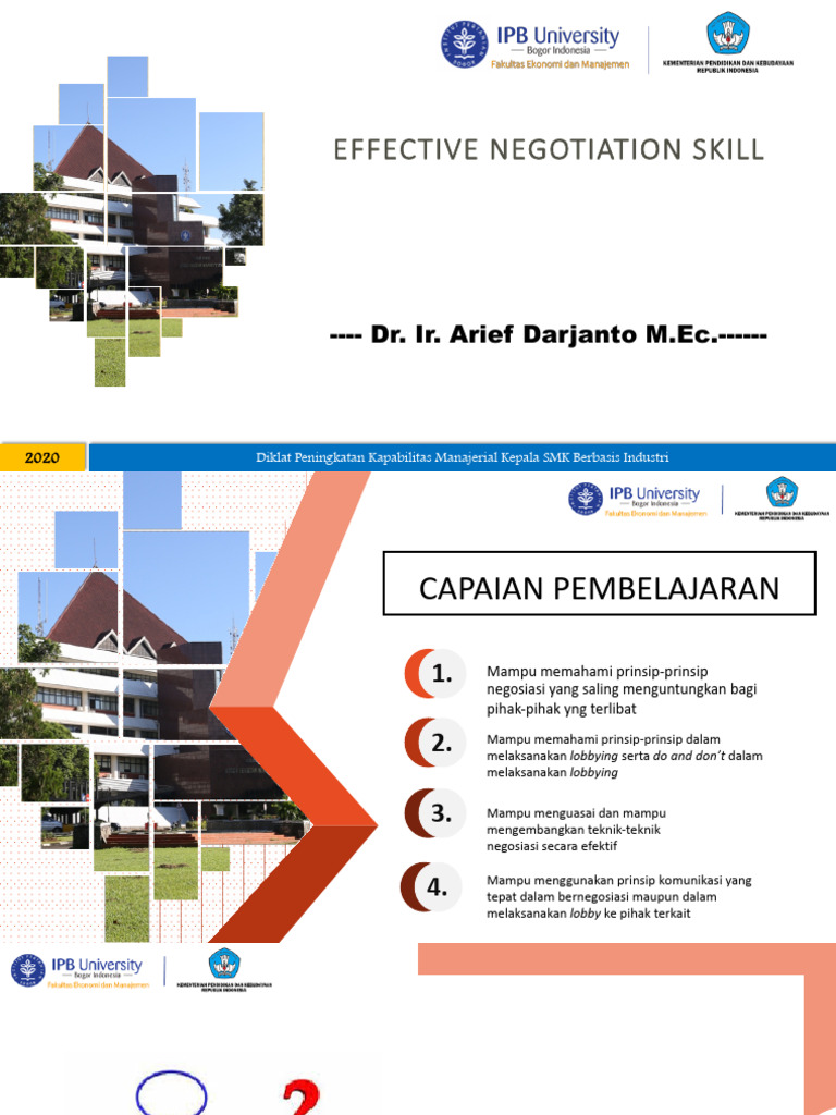 Mini MBA - Day 5 - Effective Negotiation Skills - Dr. Arief D | PDF