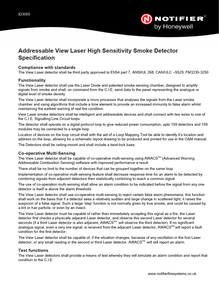 View Laser High Sensitivity Smoke Detector | PDF | Detector (Radio) | Laser