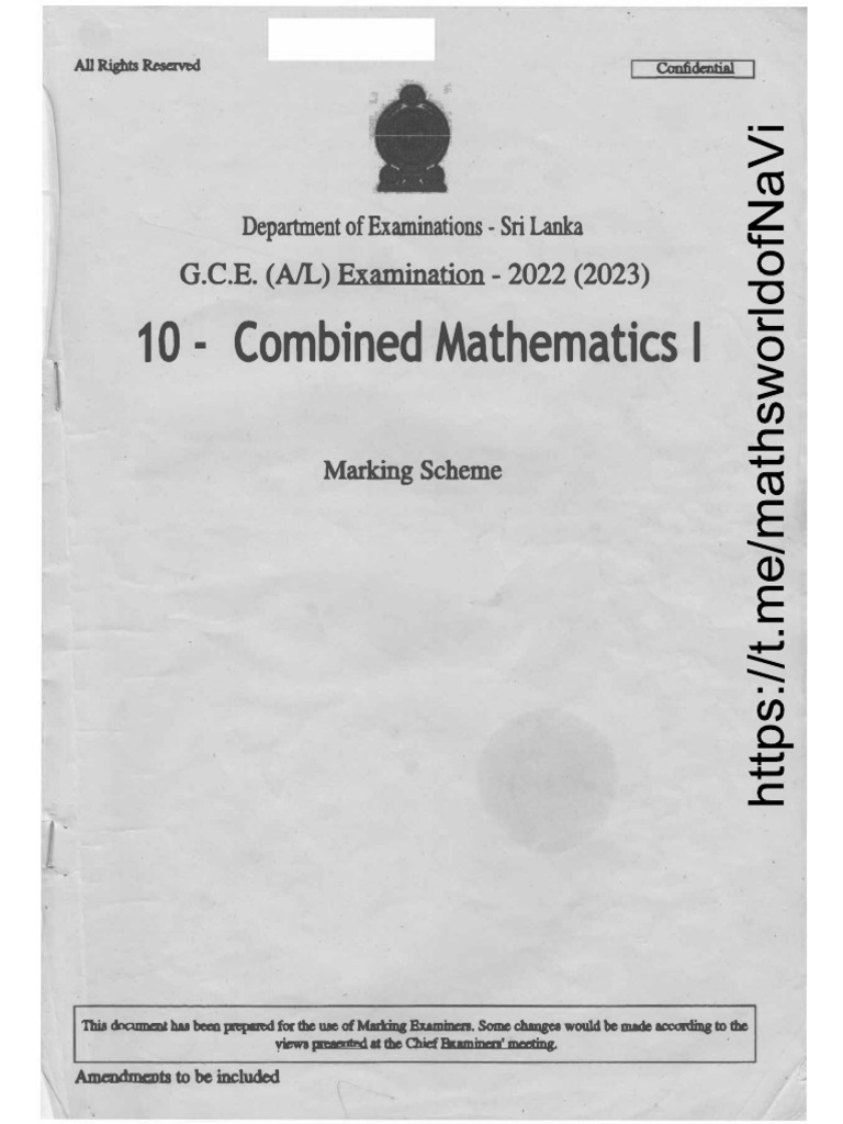 AL Combined Mathematics Marking Scheme English Medium | PDF