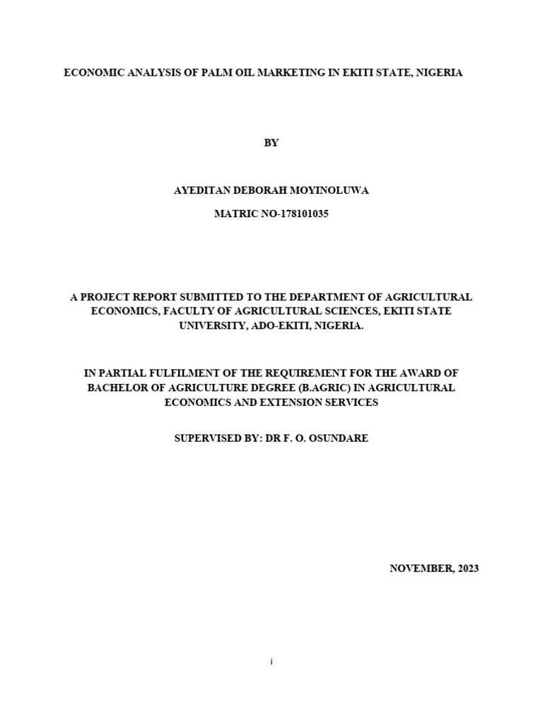 Economic Analysis of Palm Oil Marketing | PDF | Market (Economics ...