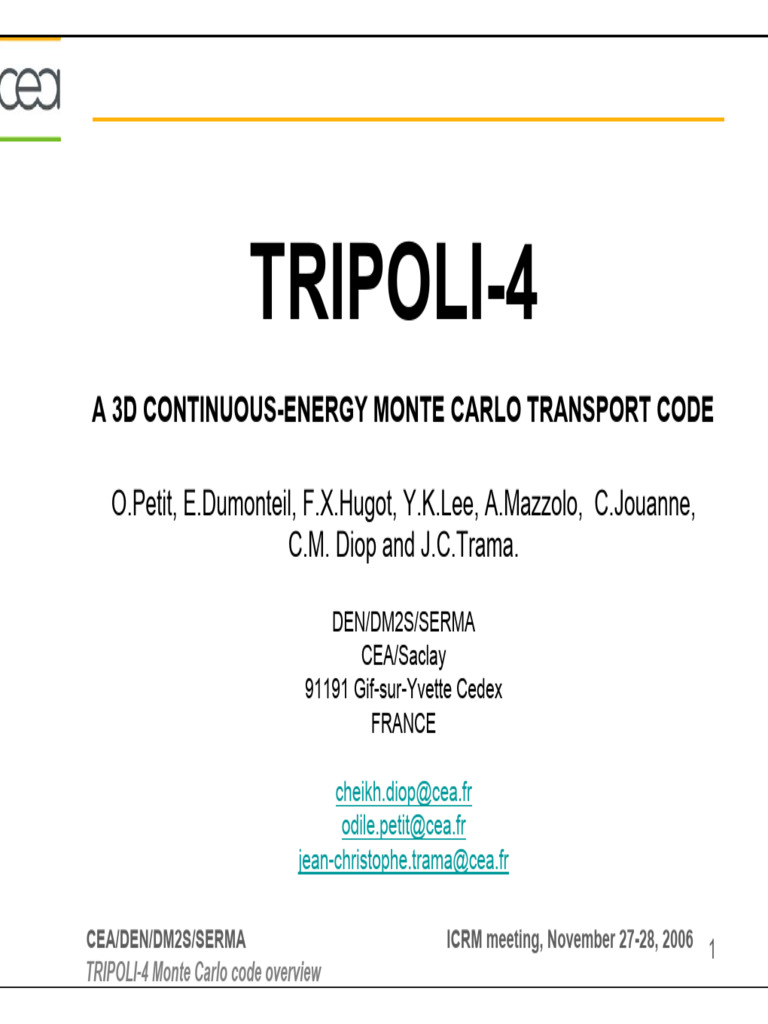 Presentation TRIPOLI | PDF | Neutron | Electron