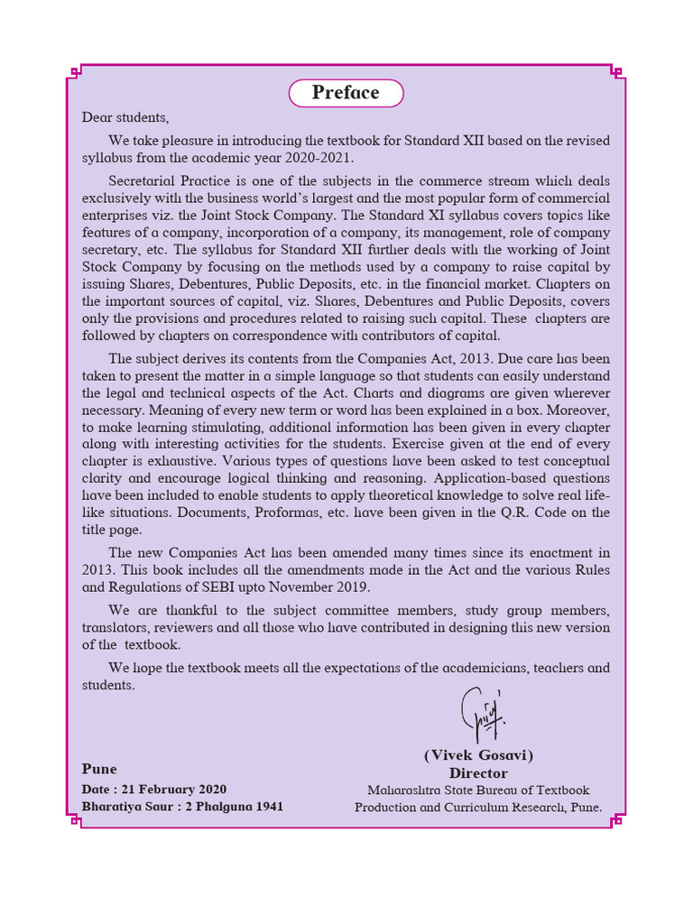 Secretarial Practice - Maharastra Board Class 12 | PDF | Financial ...