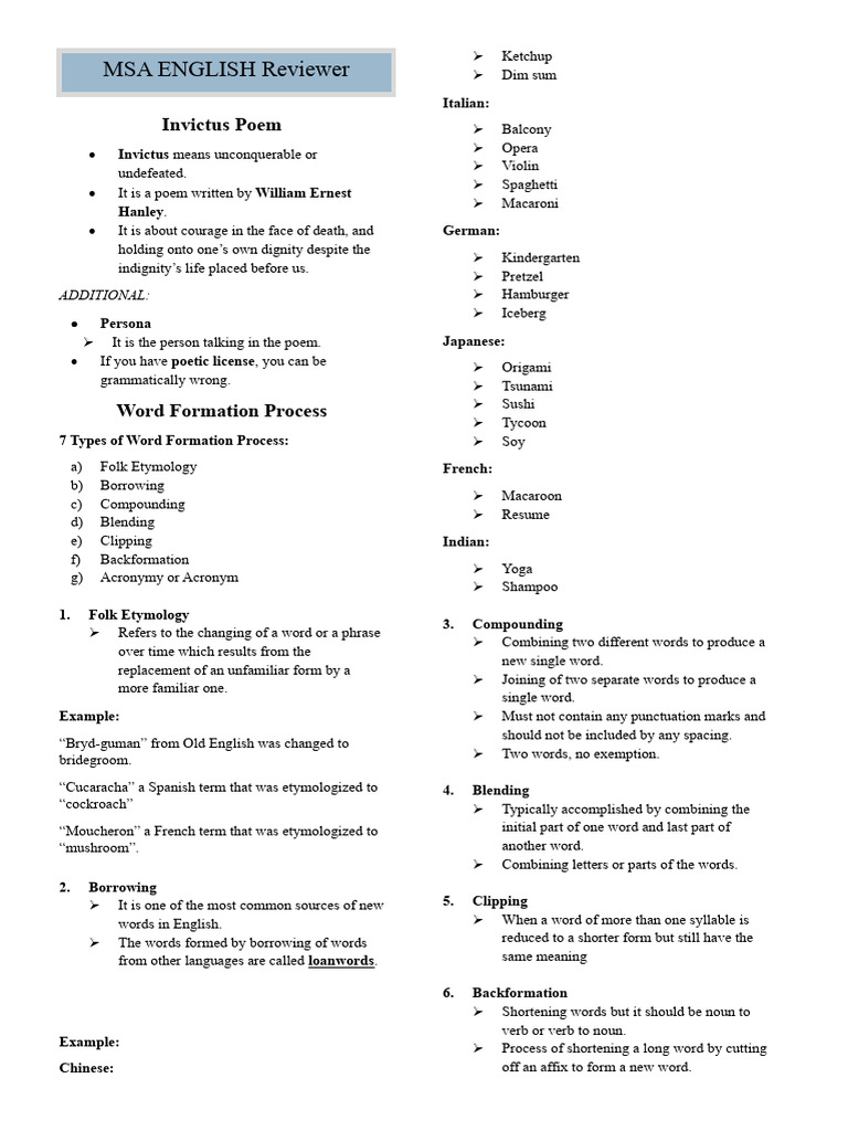 2nd MSA English Reviewer | PDF | Sonnets | Word