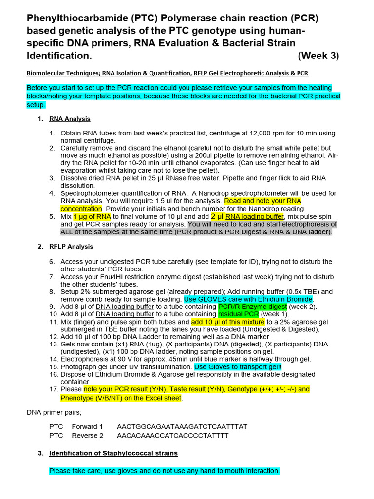 PTC PCR Reaction Week 3 February 2018 | PDF | Polymerase Chain Reaction ...