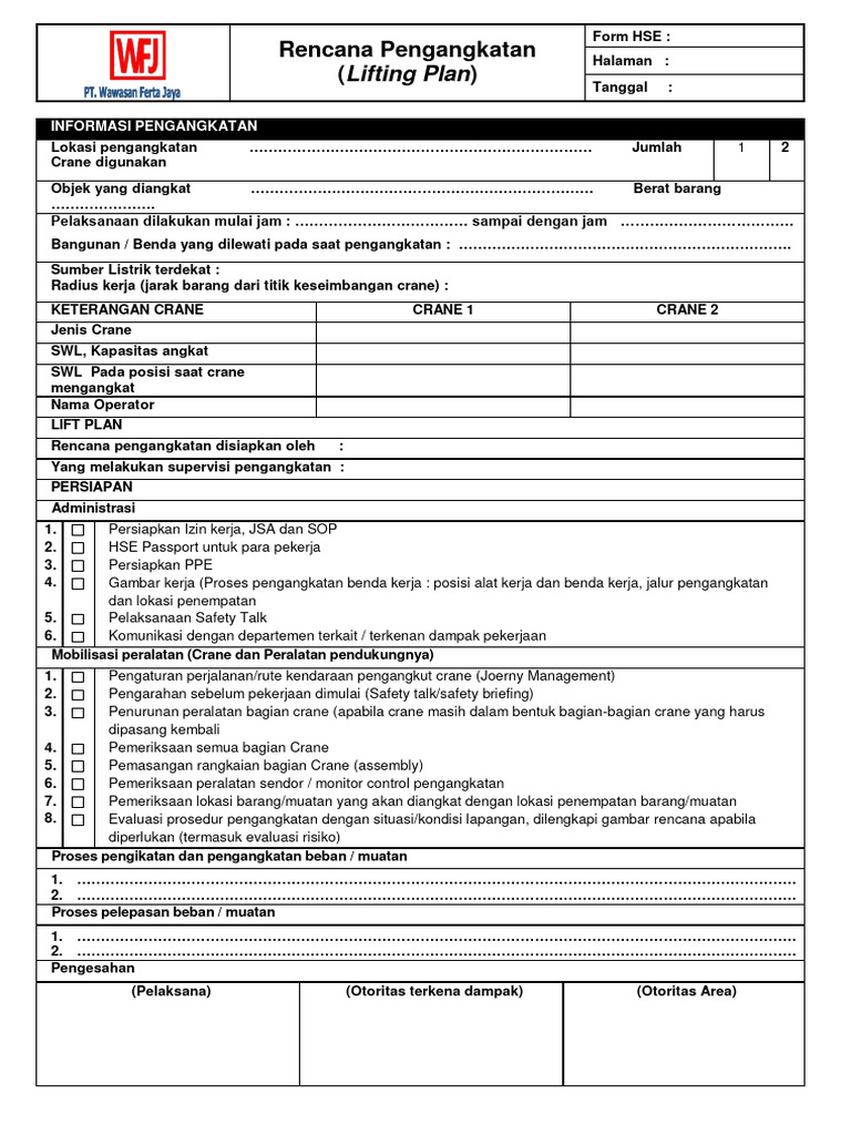 Format Rencana Pengangkatan Crane | PDF