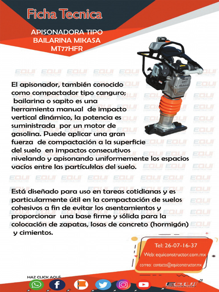 Ficha Tecnica Apisonador Mikasa | PDF