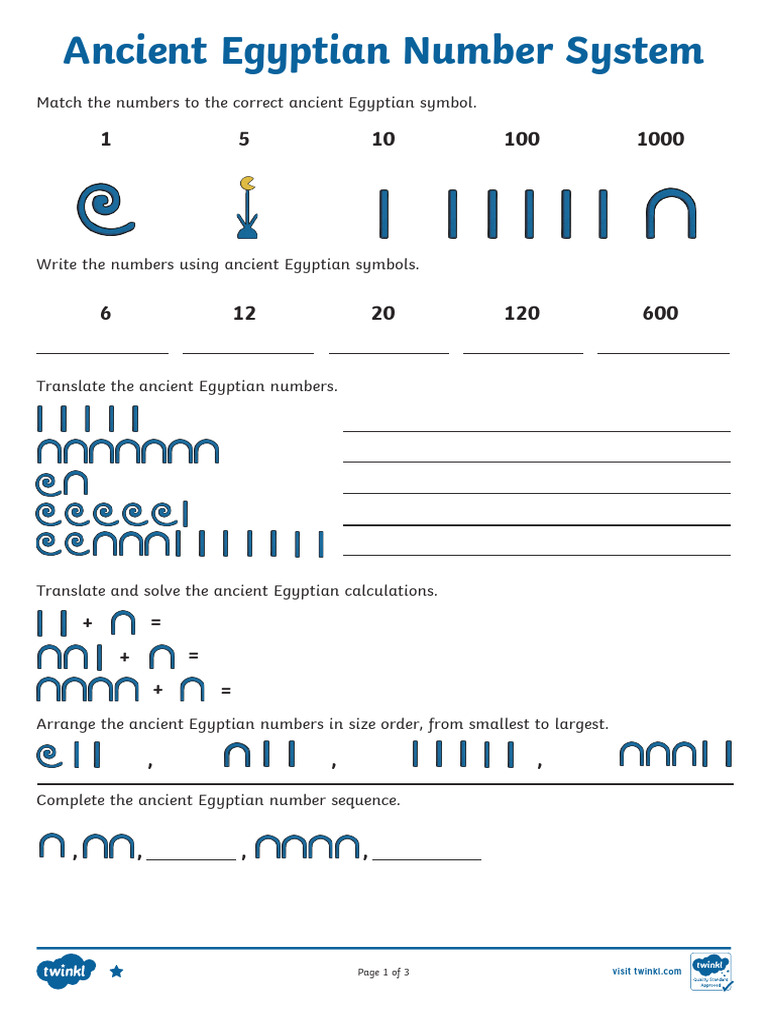 Ancient Egyptian Number System Differentiated Activity Sheet | PDF ...