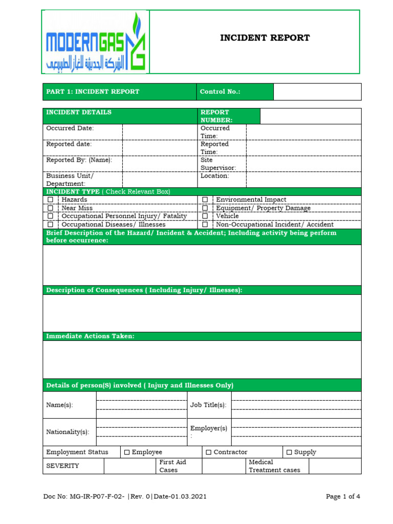 Incident & Investigation Report Procedure -Near Miss-EVidence ...