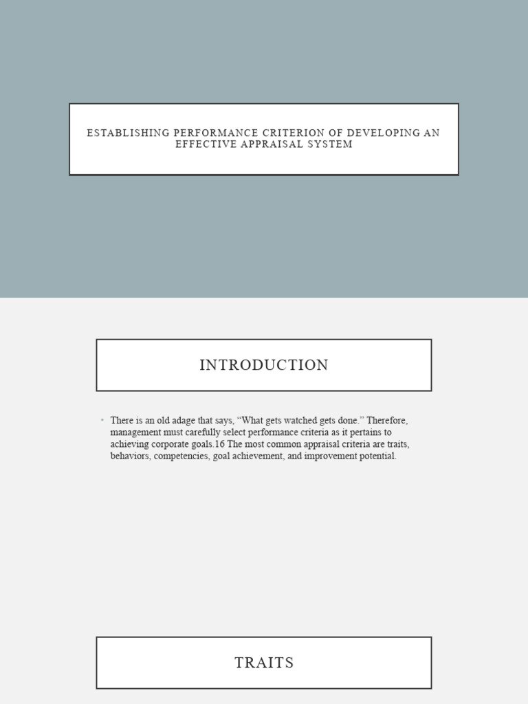 Establishing Performance Criterion of Developing An Effective Appraisal System | PDF ...