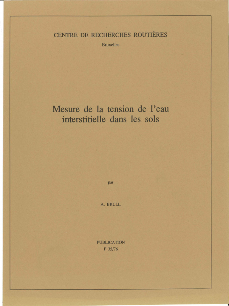 Mesure de la pression interstitielle des sols | PDF | Pression | Porosité