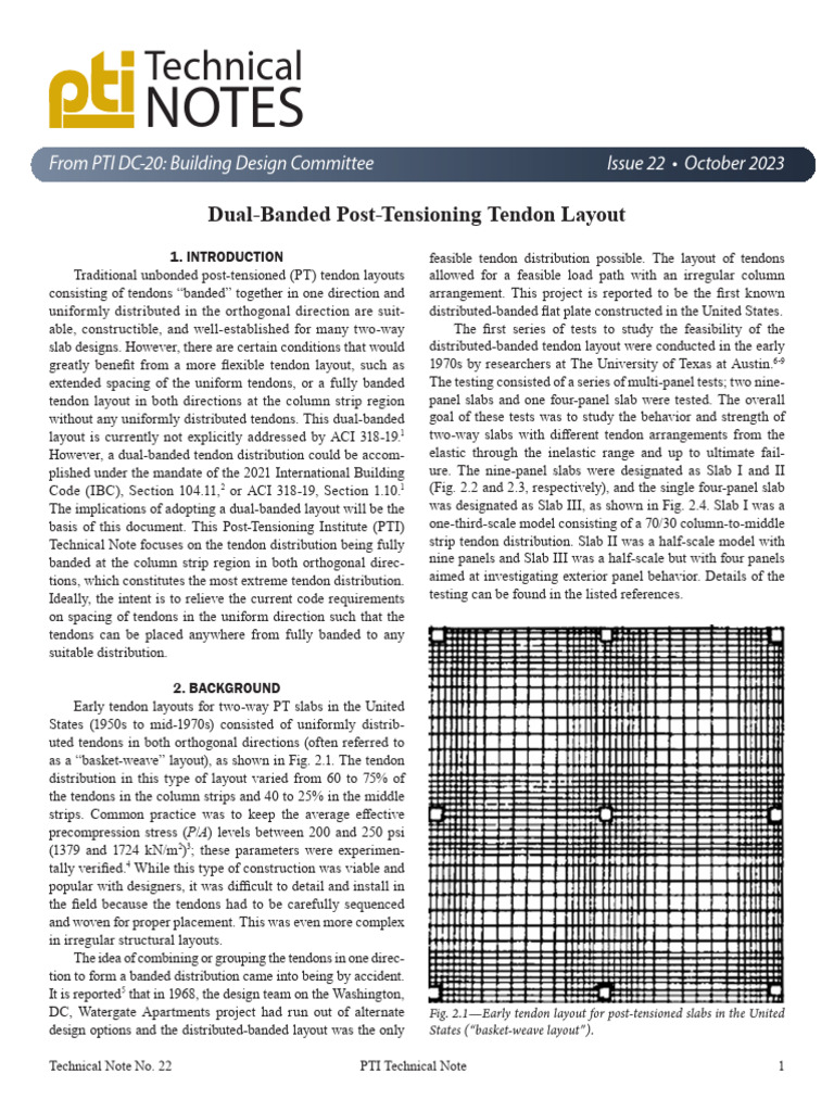 PTI TN 22 Dual-Banded Post-Tensioning Tendon Layout | PDF