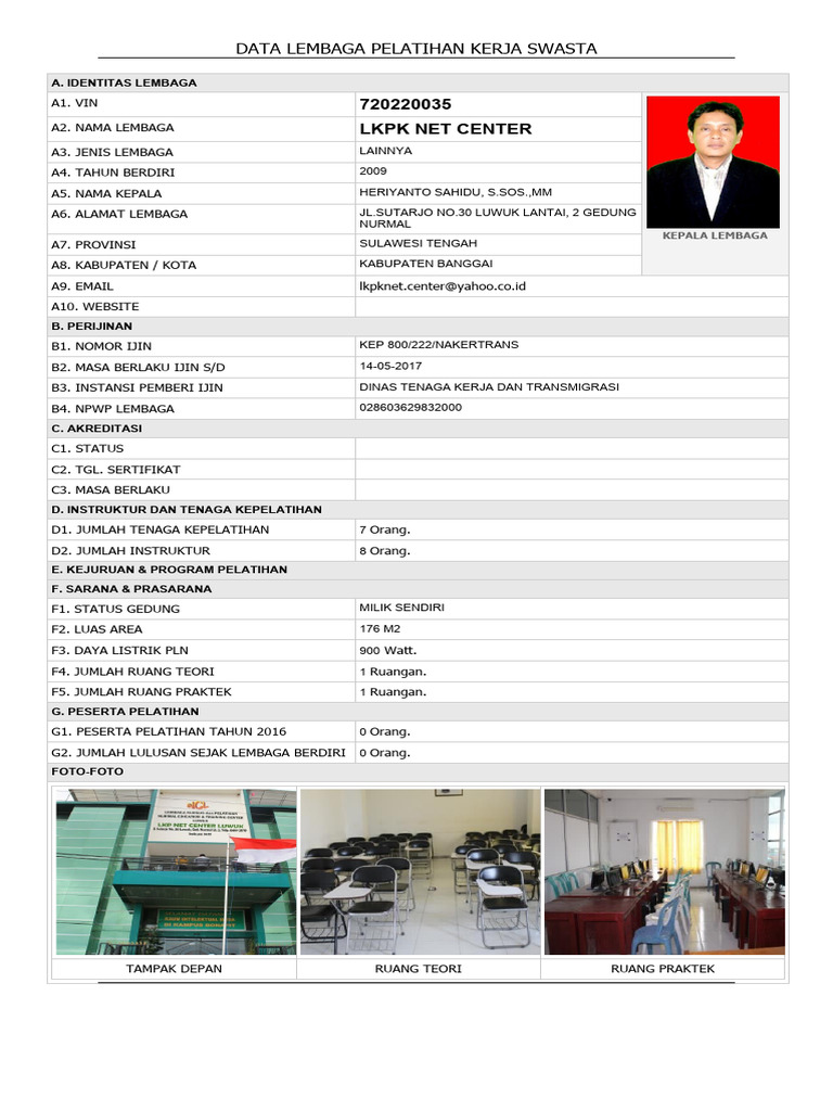 Data Lembaga Pelatihan Kerja Swasta | PDF