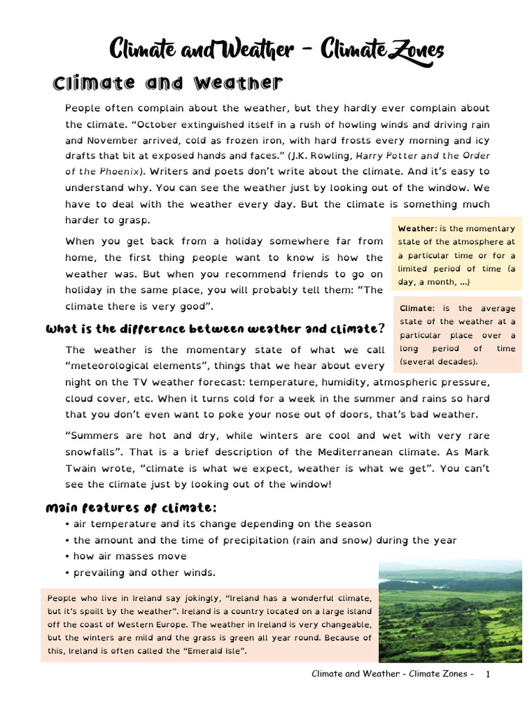 Climate and Weather - Climate Zones | PDF | Temperate Climate | Tropics