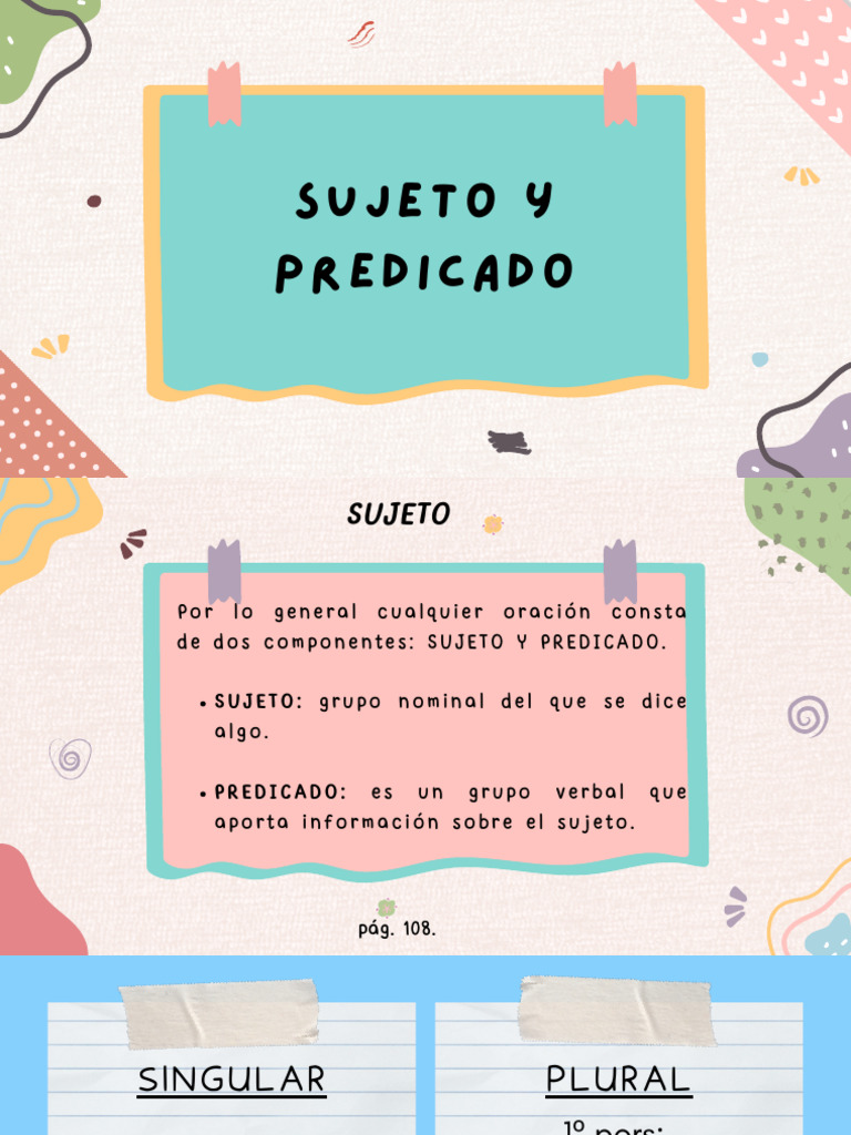 Sujeto y Predicado | PDF | Asunto (gramática) | Verbo