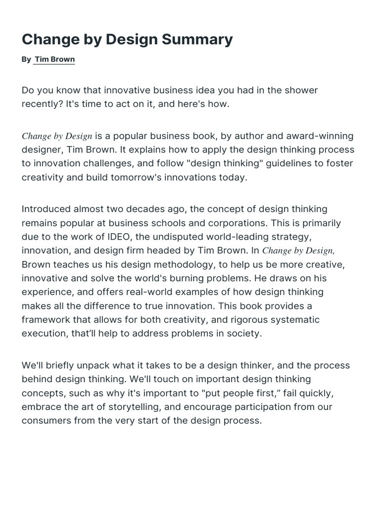 Change by Design | PDF | Design Thinking | Surgery