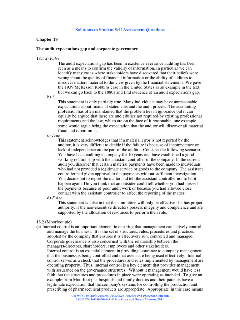 CH 18 Student Solutions | PDF | Audit | Internal Control