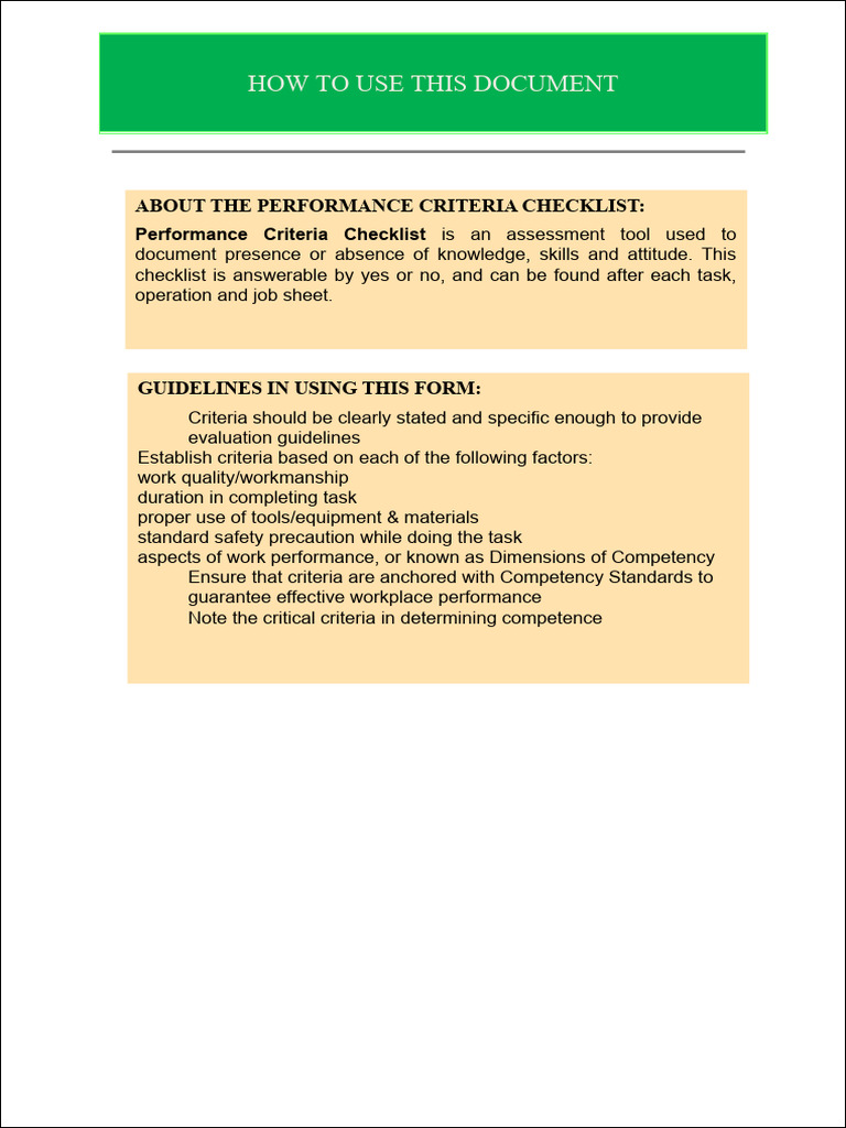 T9 PerformanceCriteriaChecklist | PDF | Learning | Cognitive Science