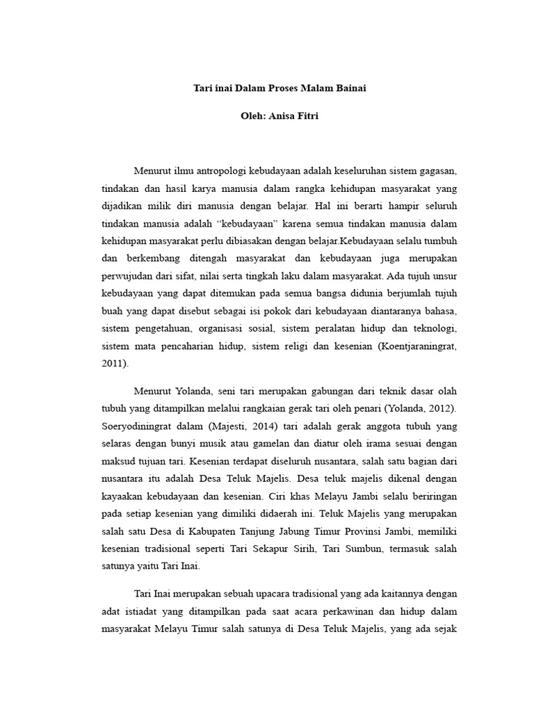 Tari Inai Dalam Proses Malam Bainai - Anisa Fitri, Salinan | PDF