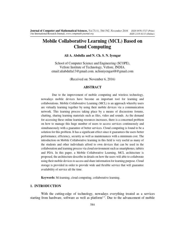 Mobile Collaborative Learning MCL Based | PDF | Networking | Internet & Web