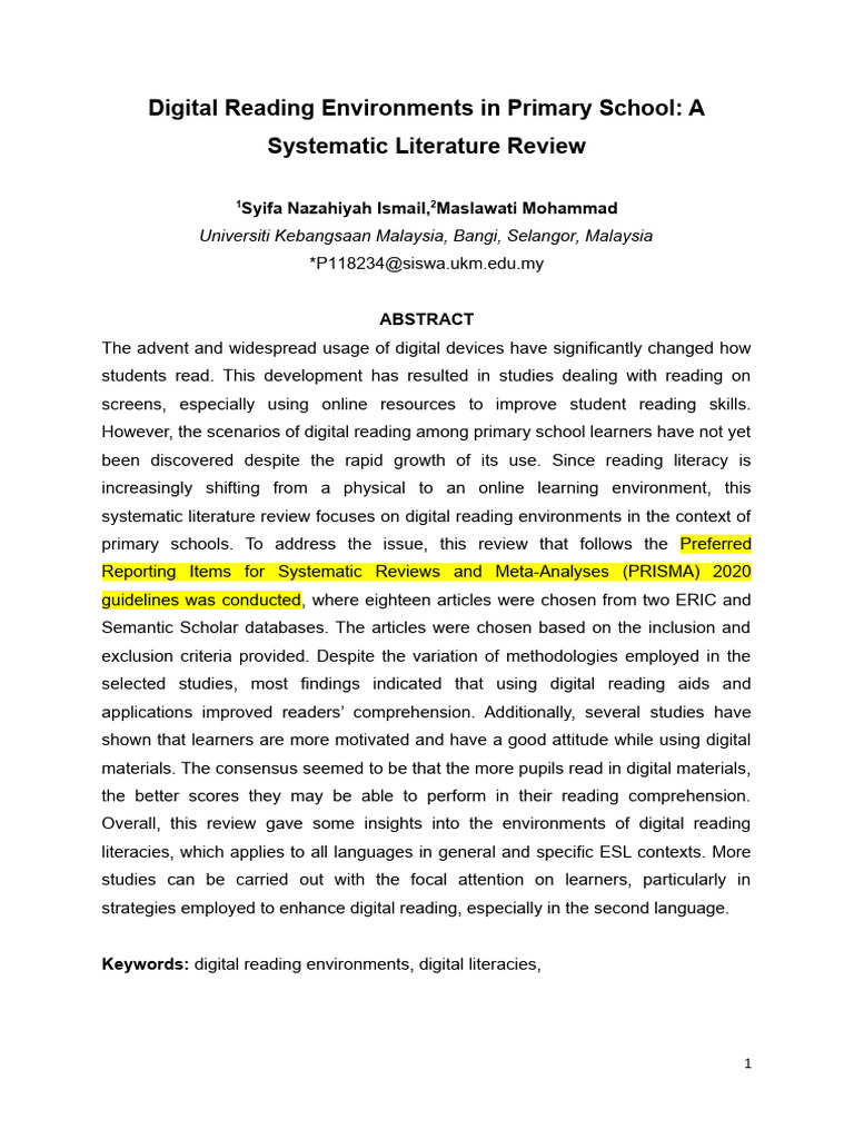 Contoh Systematic Literature Review DR Masla | PDF | Systematic Review ...