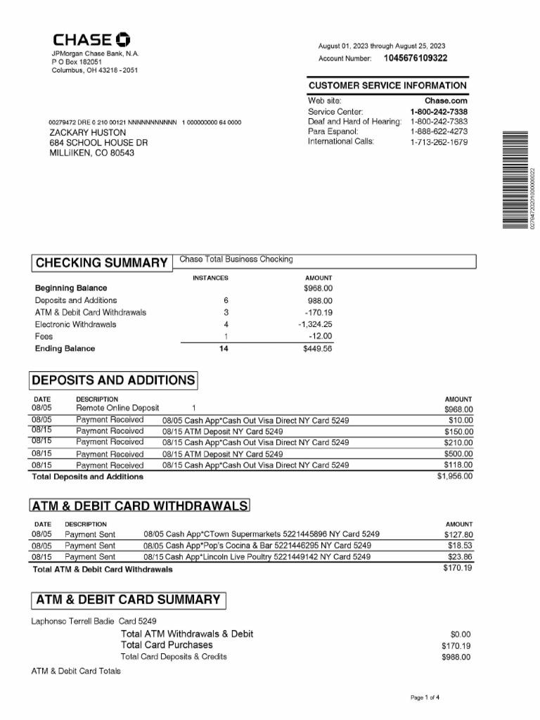 Chase Bank Statement | PDF