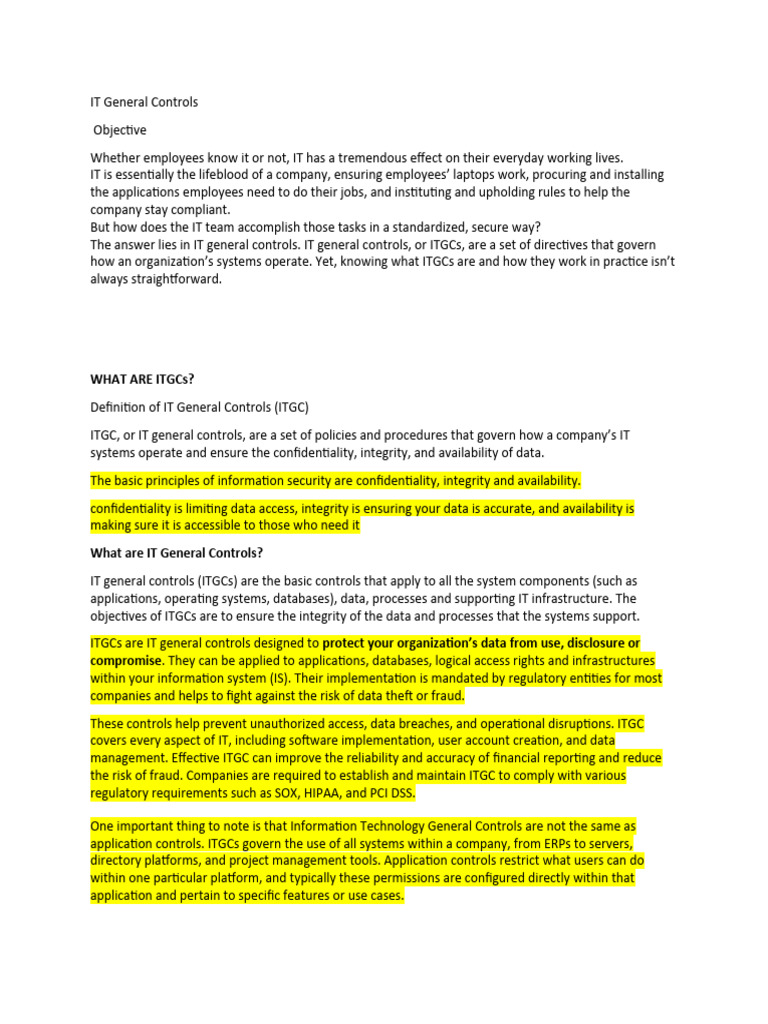 IT General Controls-Details | PDF | Information Security | Computing