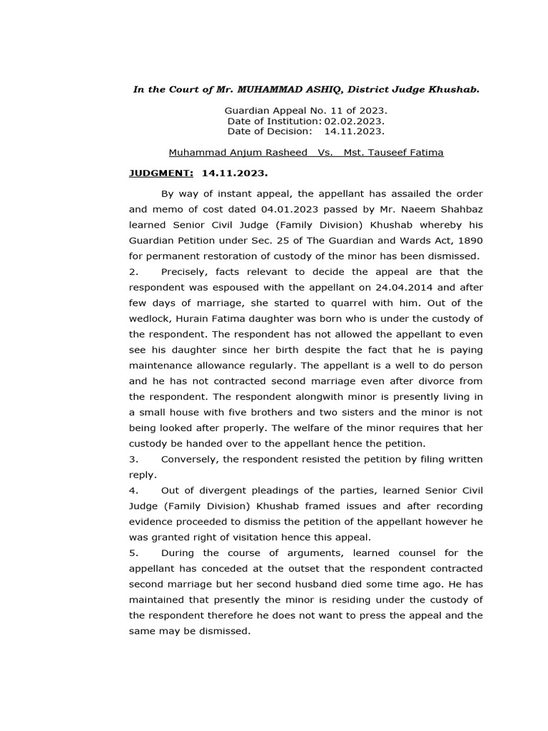 M. Anjum Rasheed vs. Mst. Tauseef Fatima | PDF | Appeal | Judgment (Law)