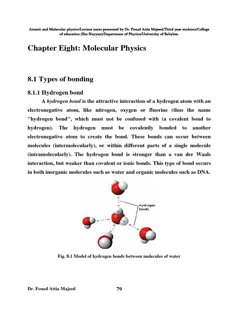 Chapter Eight: Molecular Physics: 8.1 Types of Bonding | PDF | Chemical Bond | Ion