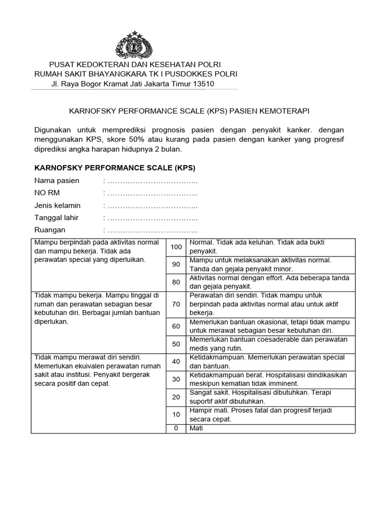 Karnofsky Scale | PDF