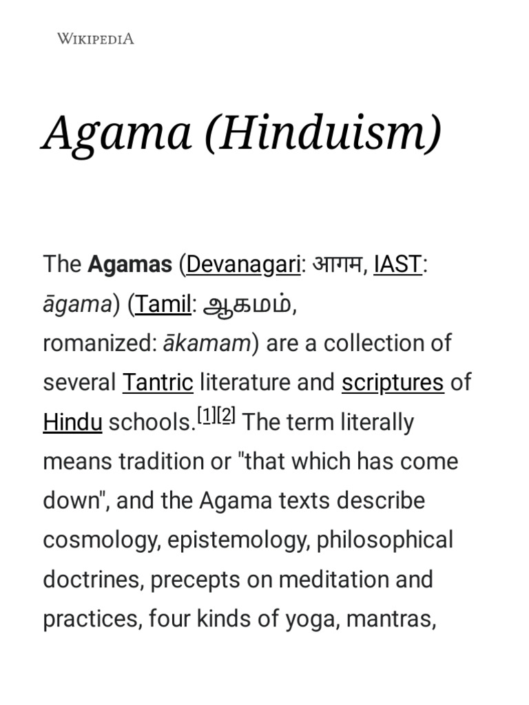 Agama (Hinduism) - Wikipedia | PDF | Indian Religious Texts | Hindu Texts