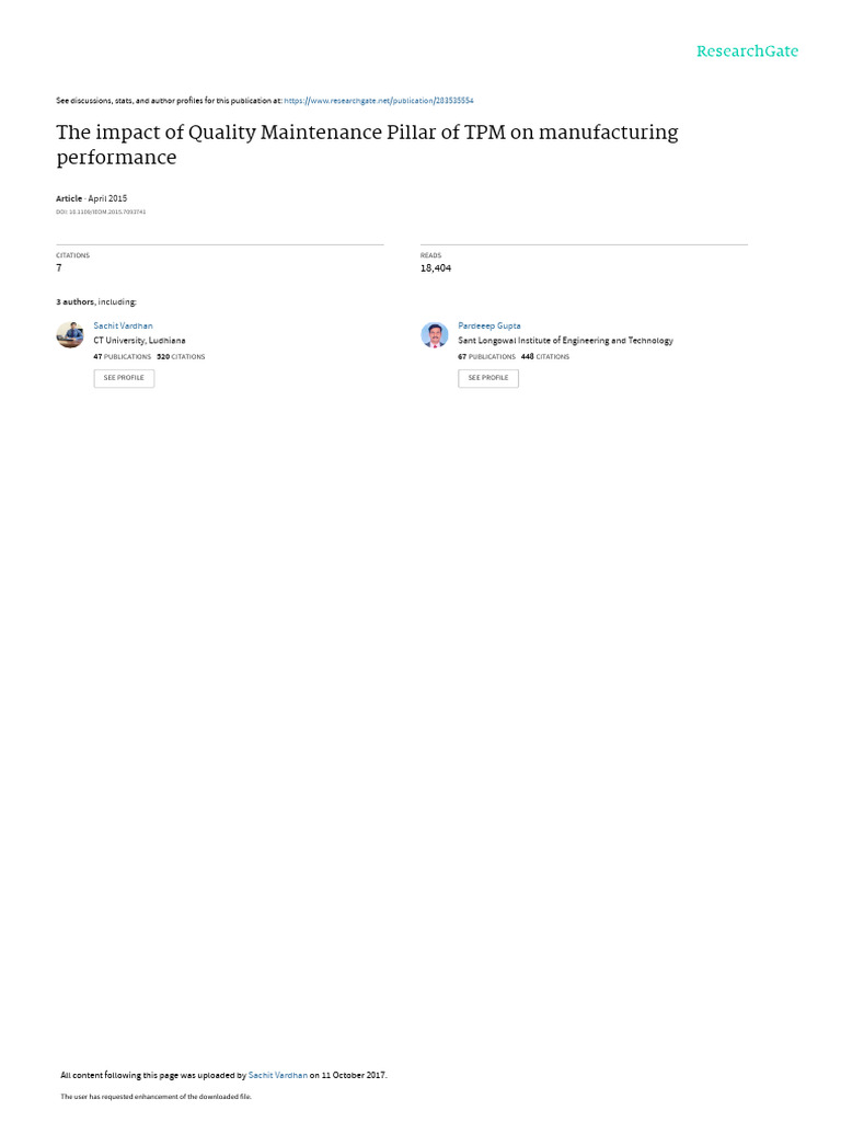 TPM QM - REF | PDF | Quality Assurance | Belt (Mechanical)