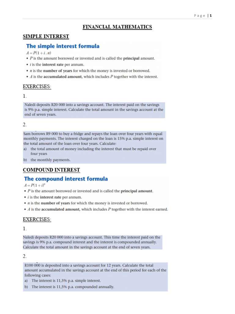 Finance Booklet | PDF | Interest | Compound Interest