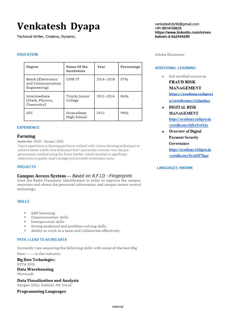 DV Resume Tech Writer | PDF | Computing | Communication