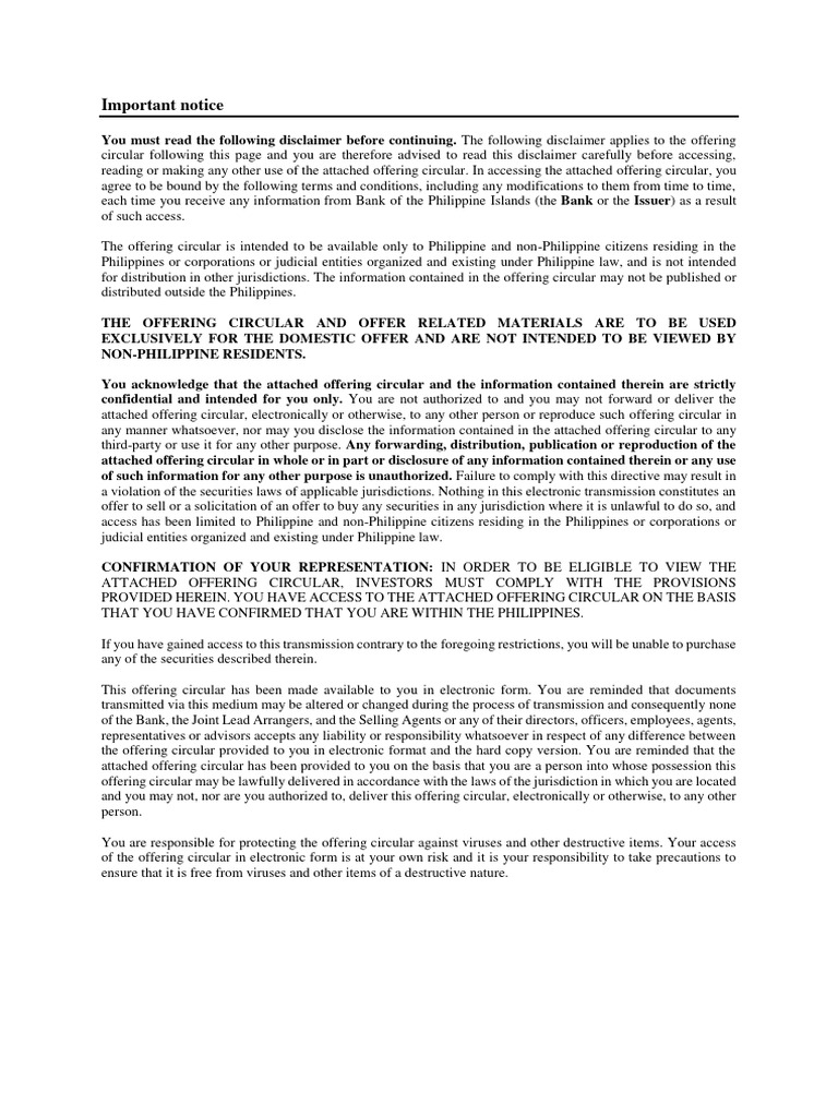 Bpi Rise Bonds Preliminary Offering Circular | Download Free PDF ...